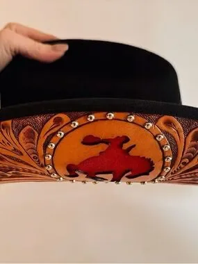 Charlie 1 Horse | Accessories | Black Felt Western Hat With Red Satin ...